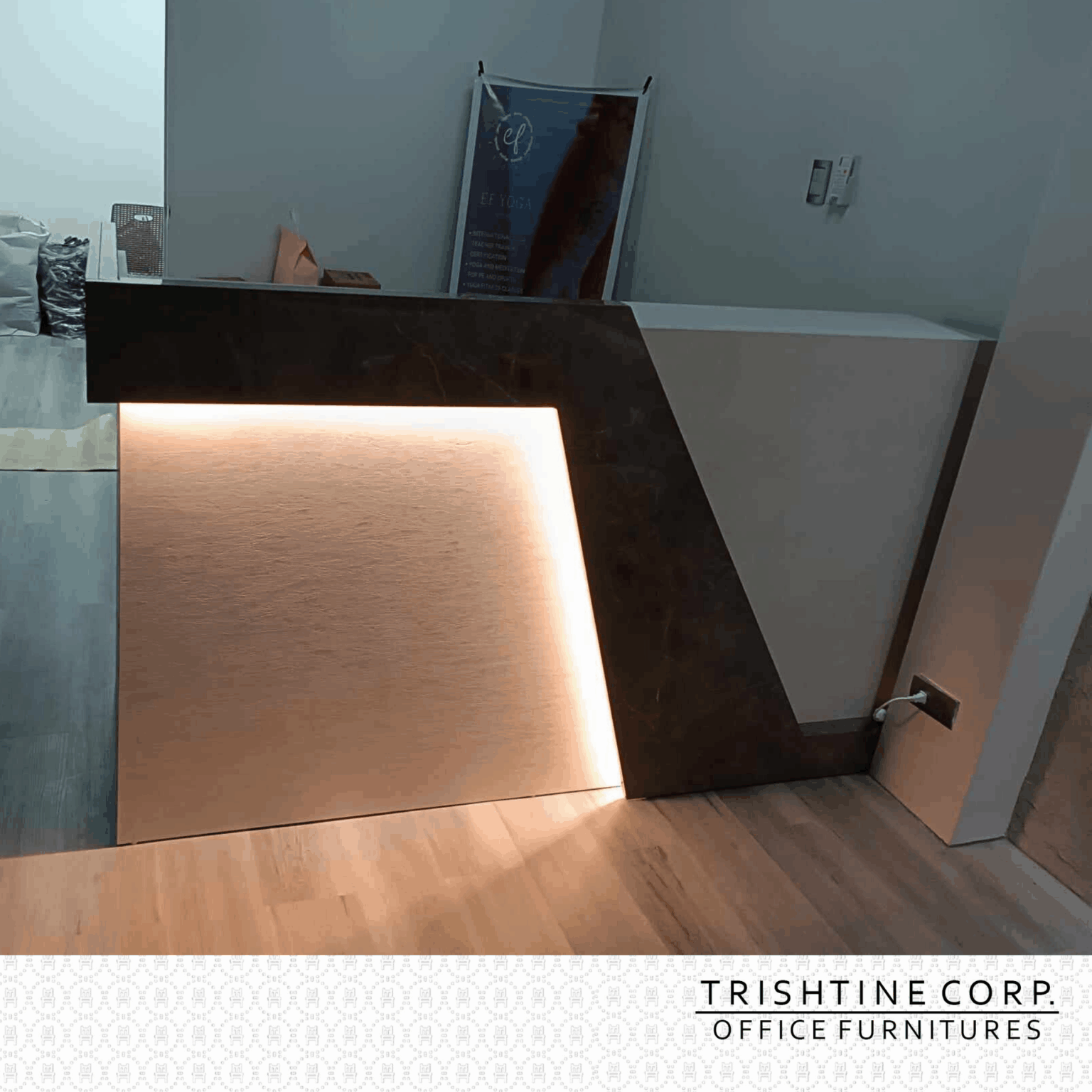 Geometric Reception Desk with LED Strip Light | Trishtine